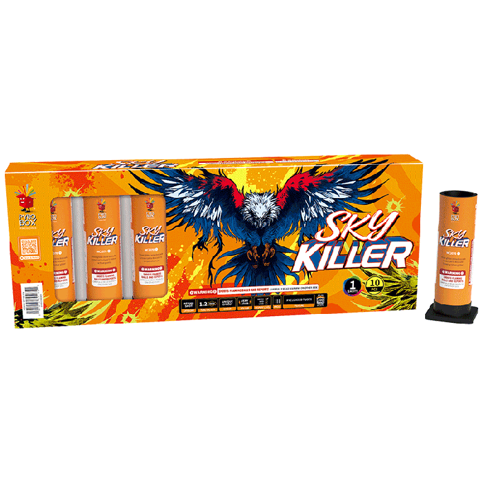 SKY KILLER | 10 Shots Preloaded Cannister Shell By Pyro Box Fireworks